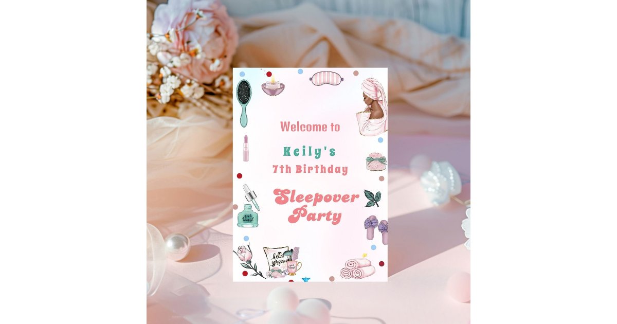 Spa Party Pamper sleepover Birthday Welcome Sign | Zazzle