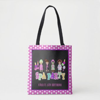 Spa Party Tote Bag - Girls - Blk | Zazzle