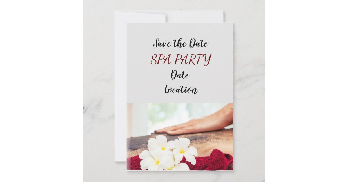 Spa party with hand massage with salt on back invitation | Zazzle