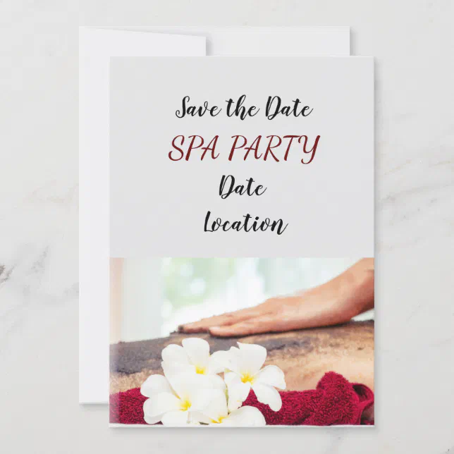 Spa party with hand massage with salt on back invitation | Zazzle
