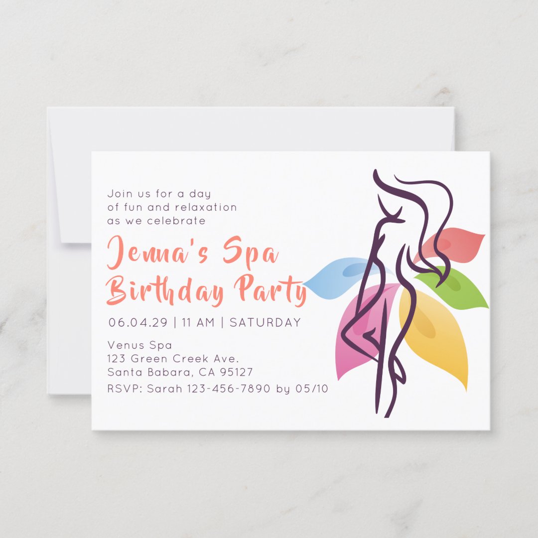 Spa Relaxation Birthday Party Invitation | Zazzle