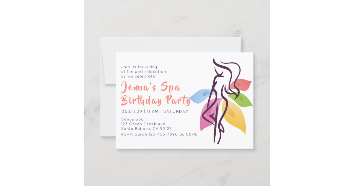 Spa Relaxation Birthday Party Invitation | Zazzle