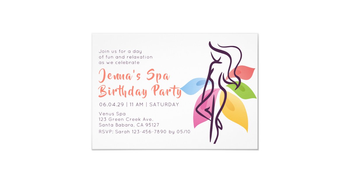 Spa Relaxation Birthday Party Invitation | Zazzle.com
