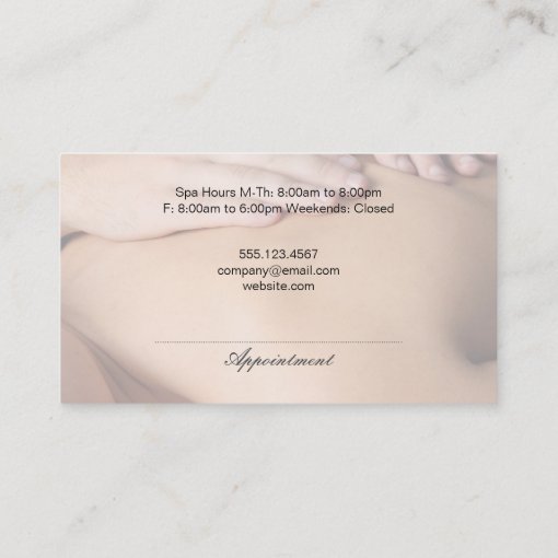 Spa Retreat | Massage (appointment card) Appointment Card | Zazzle