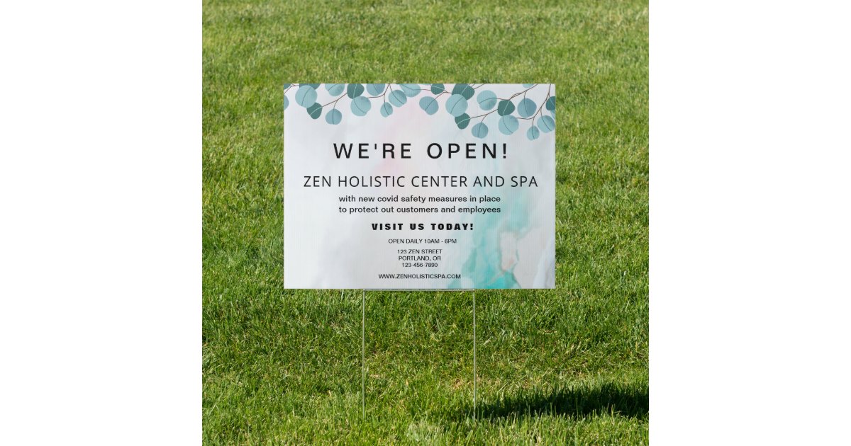 Spa Salon We're open post COVID Sign | Zazzle