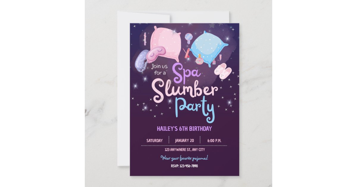 Spa Slumber Party Birthday Party Invitation | Zazzle