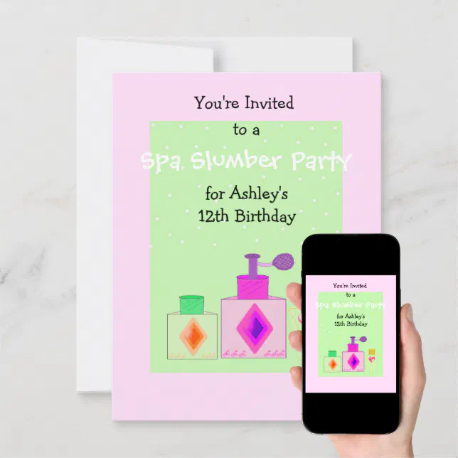 Spa Slumber Party for Girls Invitation | Zazzle