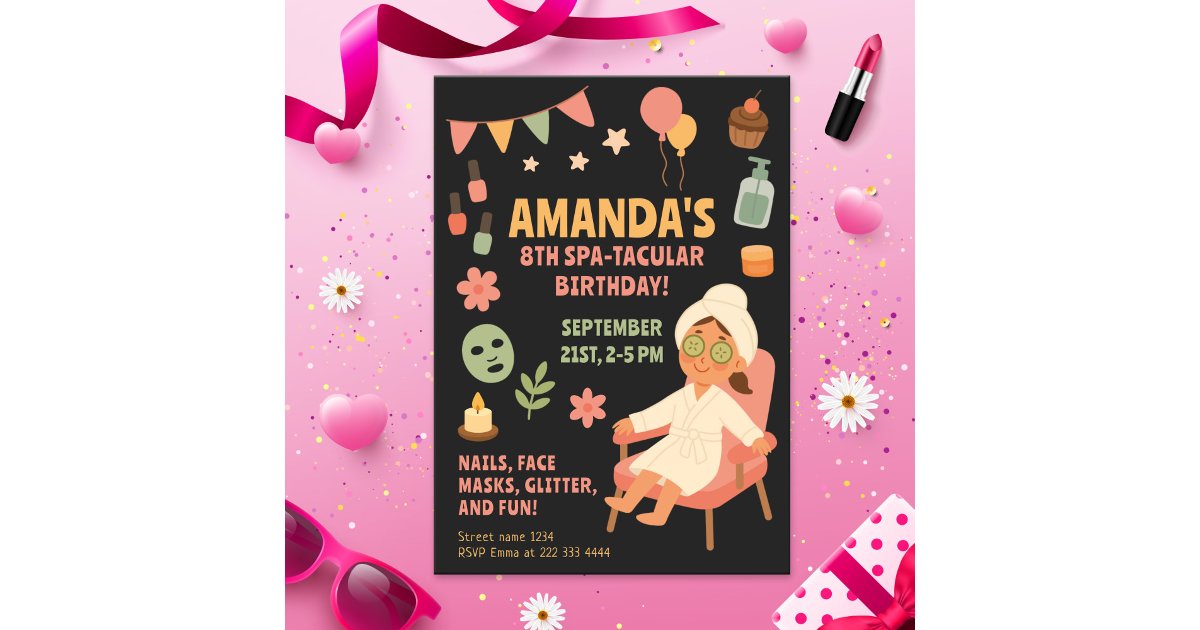 Spa-Tacular Kids Birthday Party Invitation | Zazzle