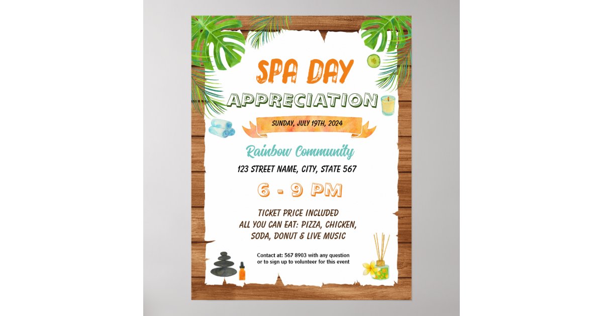 Spa teacher staff appreciation flyer poster | Zazzle