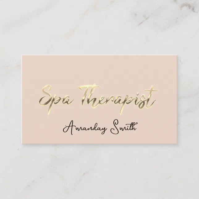 SPA Therapist Script Studio QR Code Logo Rose Gold Business Card | Zazzle