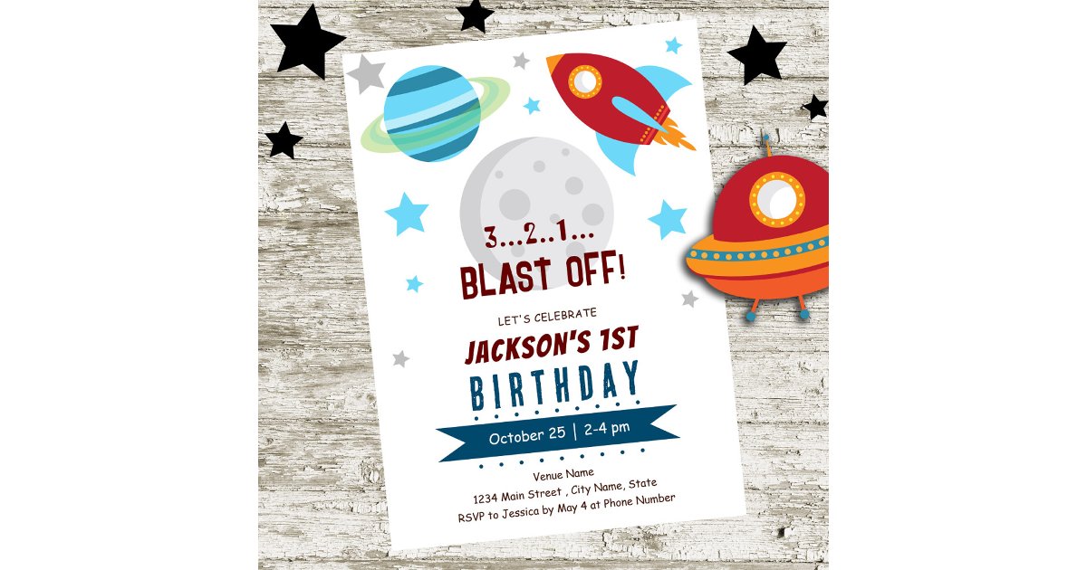Space 1st Birthday Invitation | Zazzle