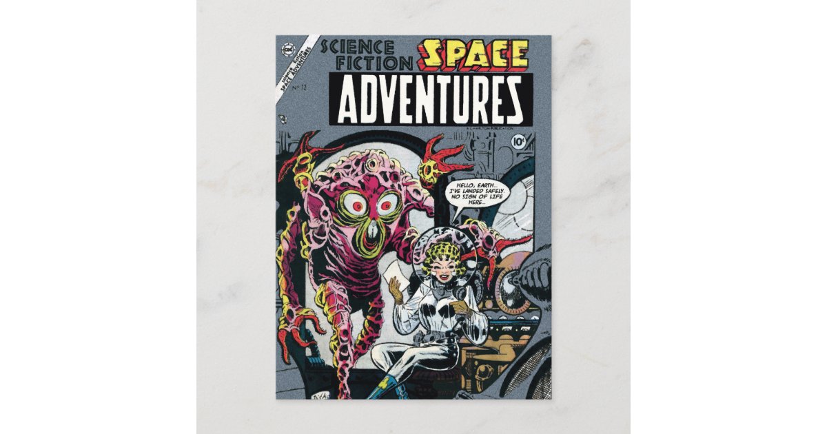 Space Adventures #12 Funny 50s Retro Sci Fi Comic Postcard | Zazzle