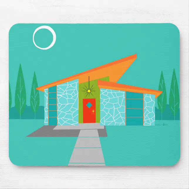 Space Age Cartoon House Mouse Pad | Zazzle