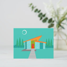 Space Age Cartoon House Postcard | Zazzle