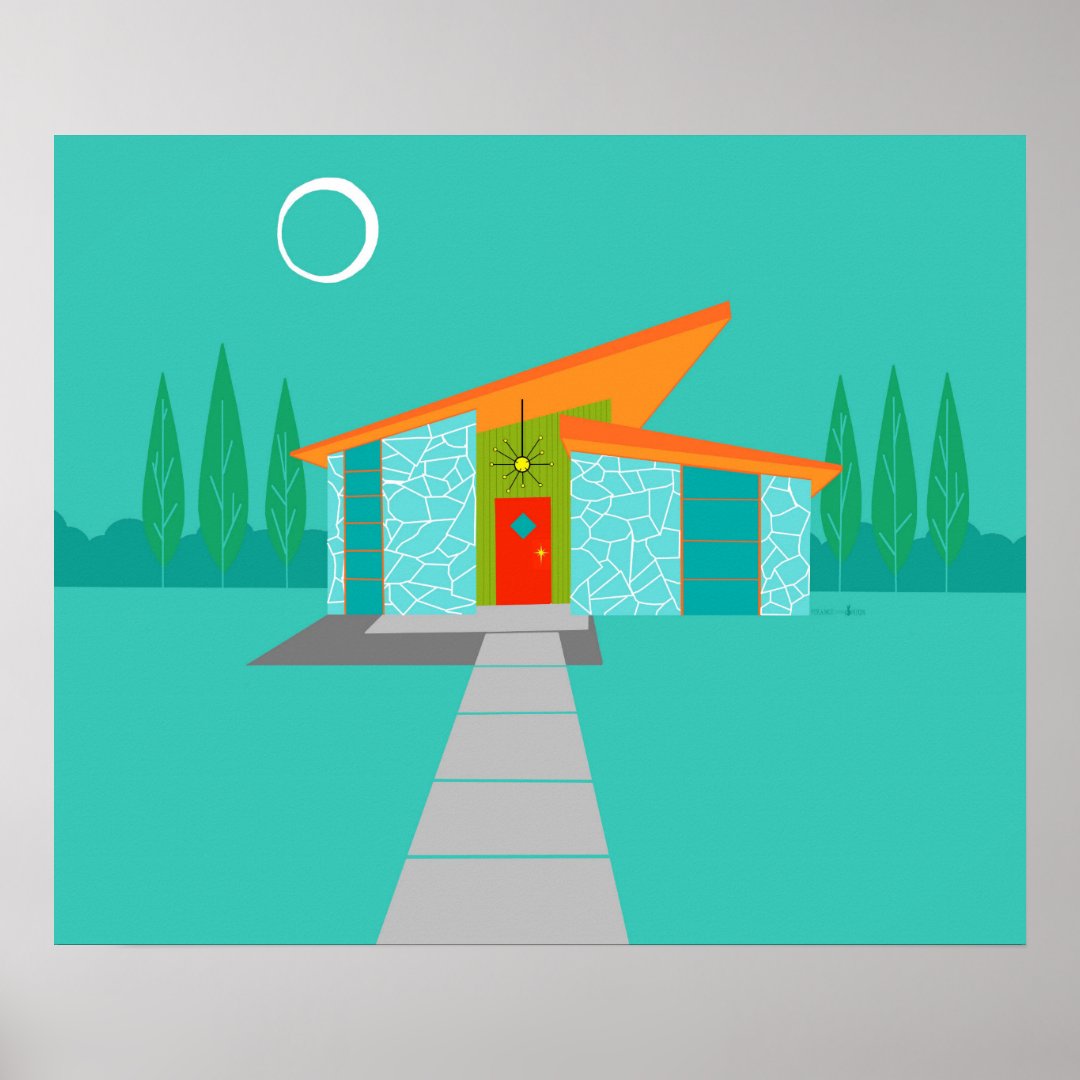 Space Age Cartoon House Poster | Zazzle