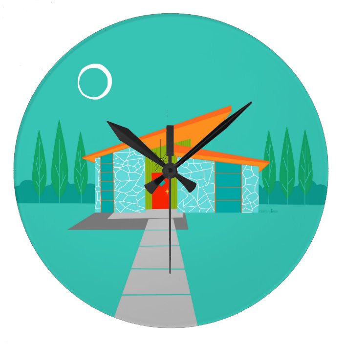 Space Age Cartoon House Round Acrylic Wall Clock | Zazzle.com