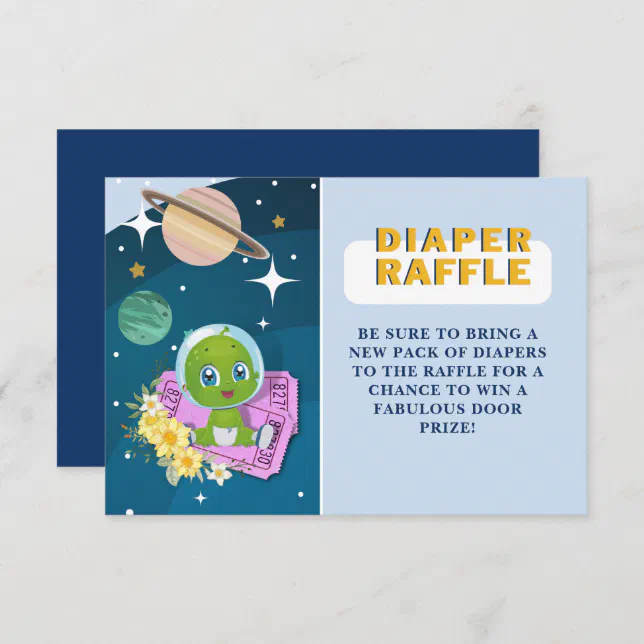 Space Alien Baby Shower Diaper Raffle Enclosure Card | Zazzle