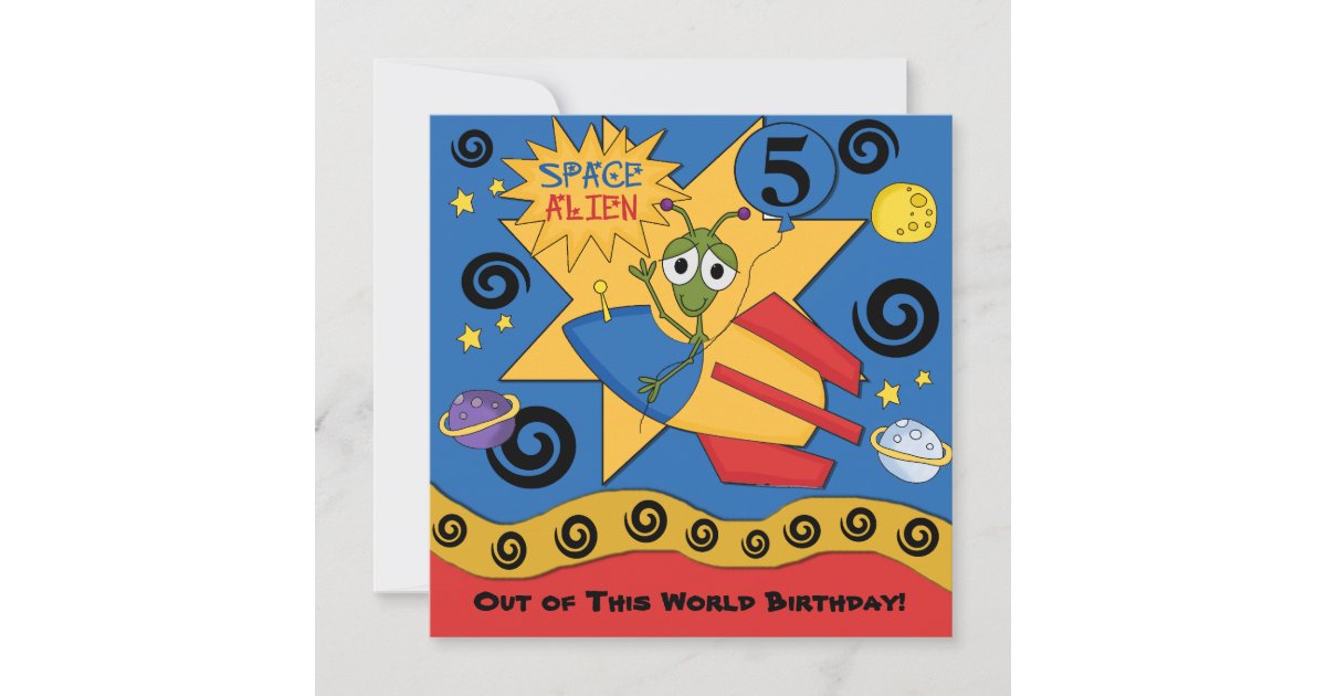 Space Alien Customized Birthday Invitations | Zazzle