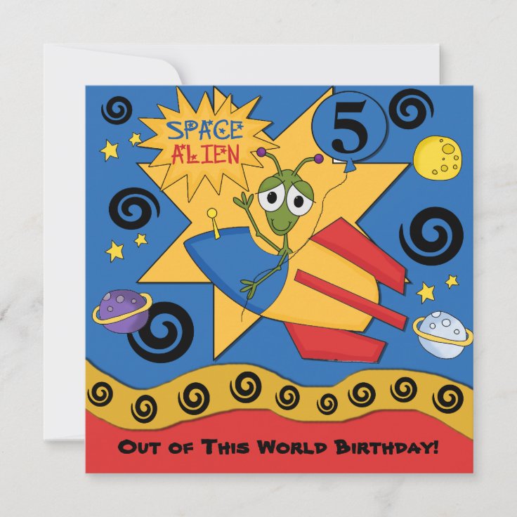 Space Alien Customized Birthday Invitations | Zazzle