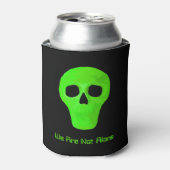 Space Alien Face Neon Green Black UFO Can Cooler | Zazzle