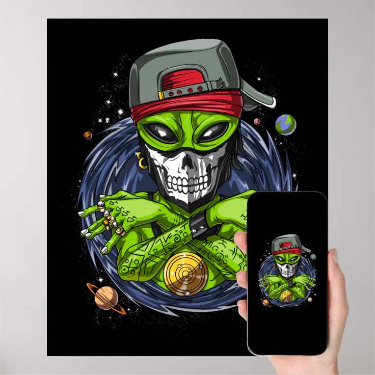 Space Alien Gangstа UFO Extraterrestrials Rapper Poster | Zazzle