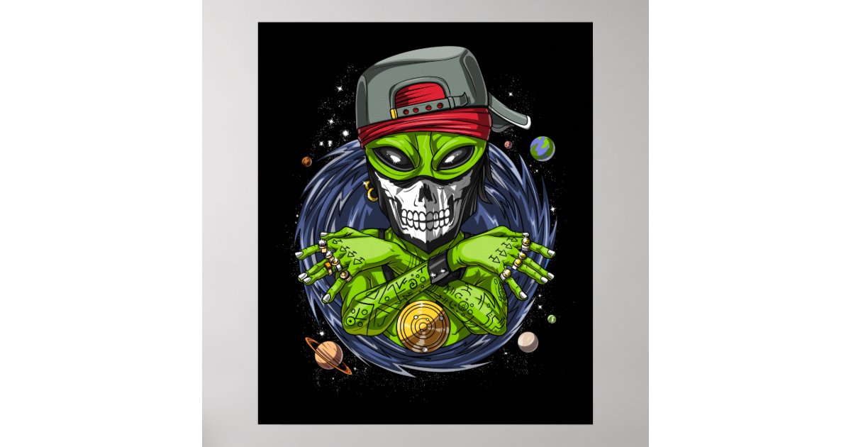 Space Alien Gangstа UFO Extraterrestrials Rapper Poster | Zazzle