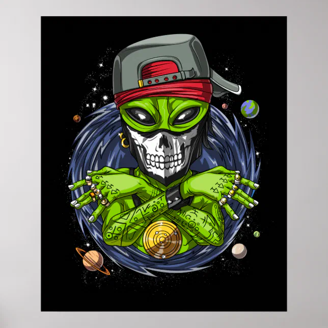 Space Alien Gangstа UFO Extraterrestrials Rapper Poster | Zazzle