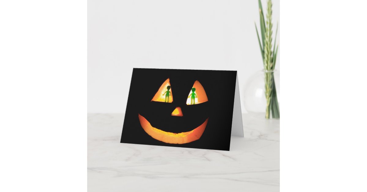 Space Alien Jack-O-Lantern Halloween Card | Zazzle