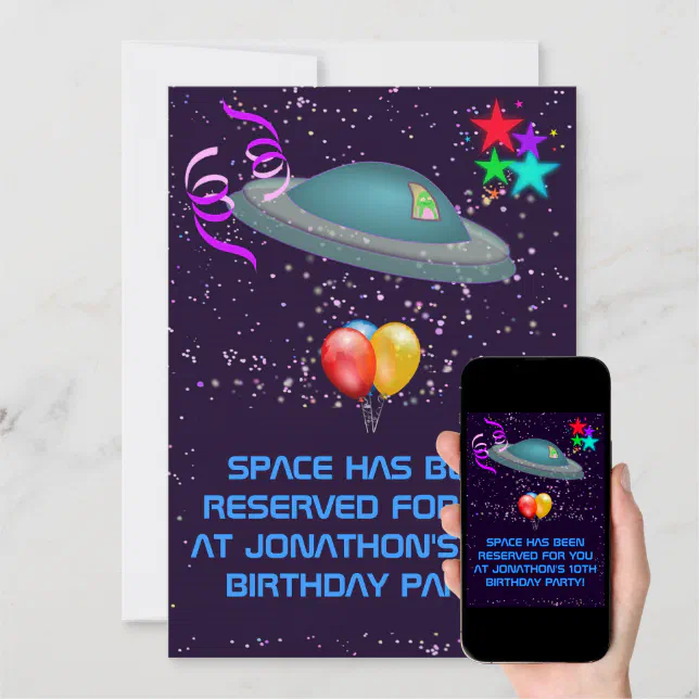 Space Alien Kids Birthday Party Invitation | Zazzle