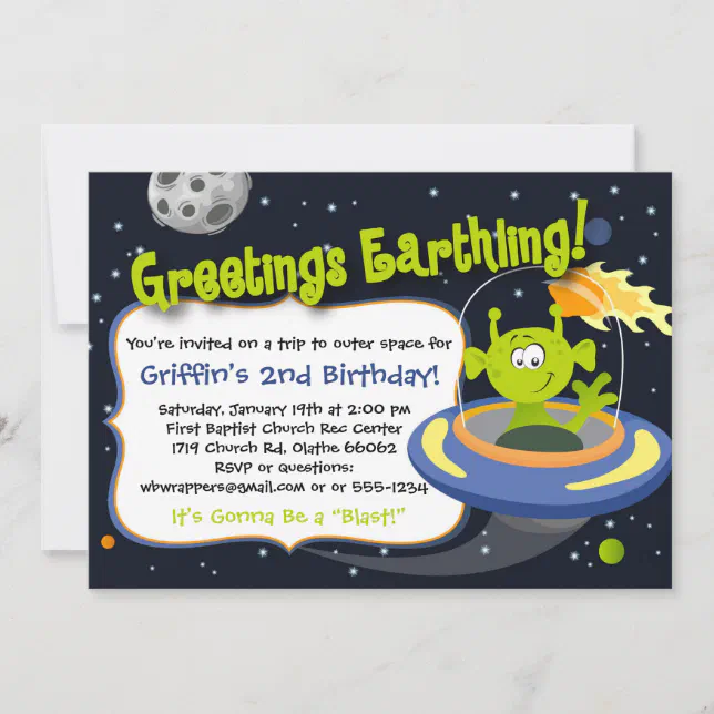 Space Alien Party Invitation - Outer Space Planets | Zazzle