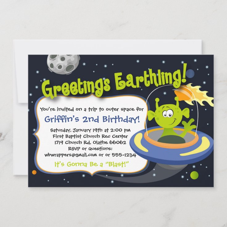 Space Alien Party Invitation - Outer Space Planets | Zazzle