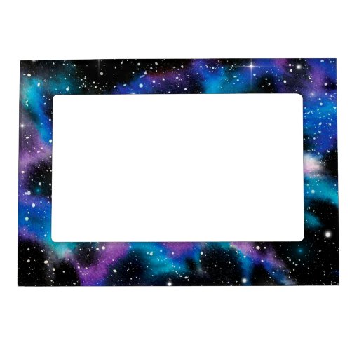 Space Art Watercolor Galaxy Photo Frame Magnets | Zazzle