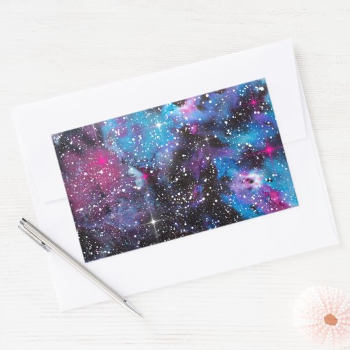 Space Art Watercolor Galaxy Rectangular Sticker | Zazzle