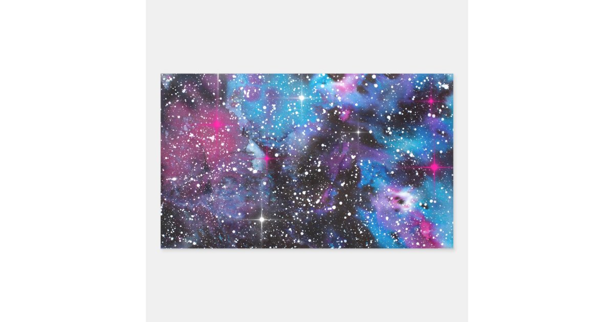 Space Art Watercolor Galaxy Rectangular Sticker | Zazzle