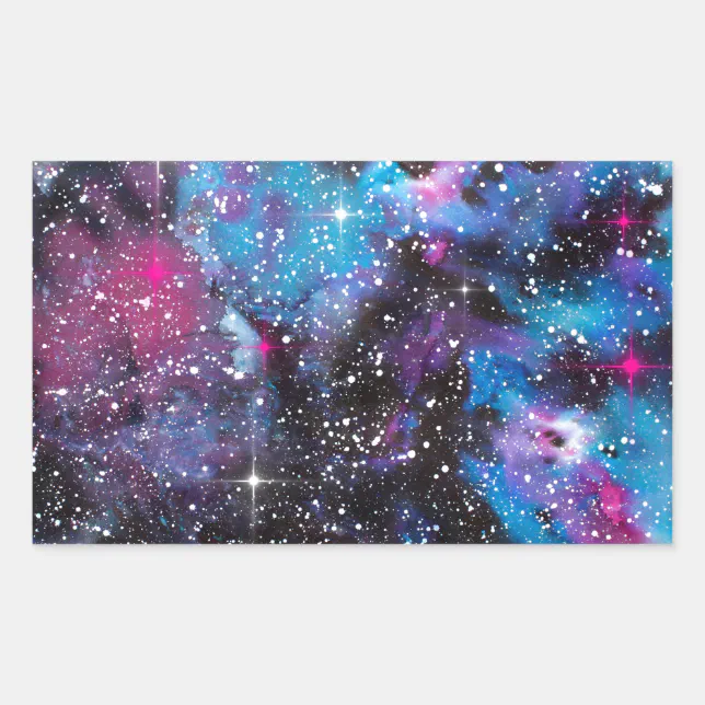 Space Art Watercolor Galaxy Rectangular Sticker | Zazzle