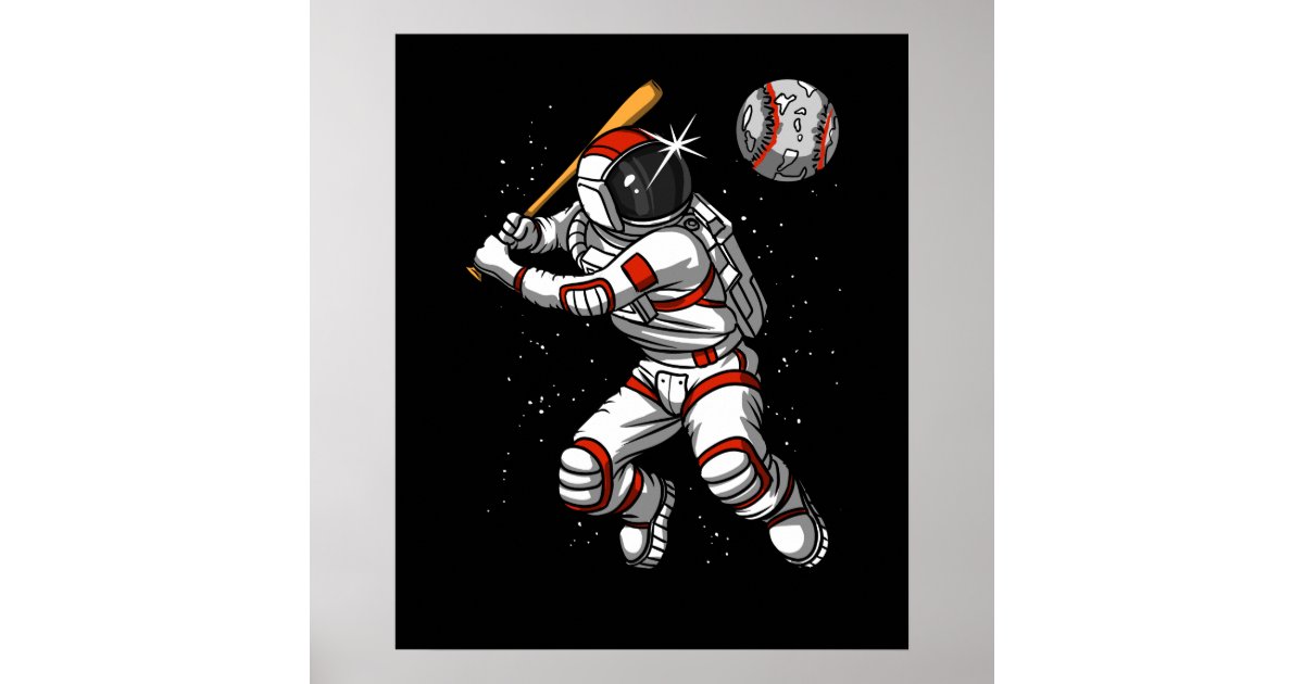 Space Astronaut Baseball Player Cosmic Planet Poster | Zazzle