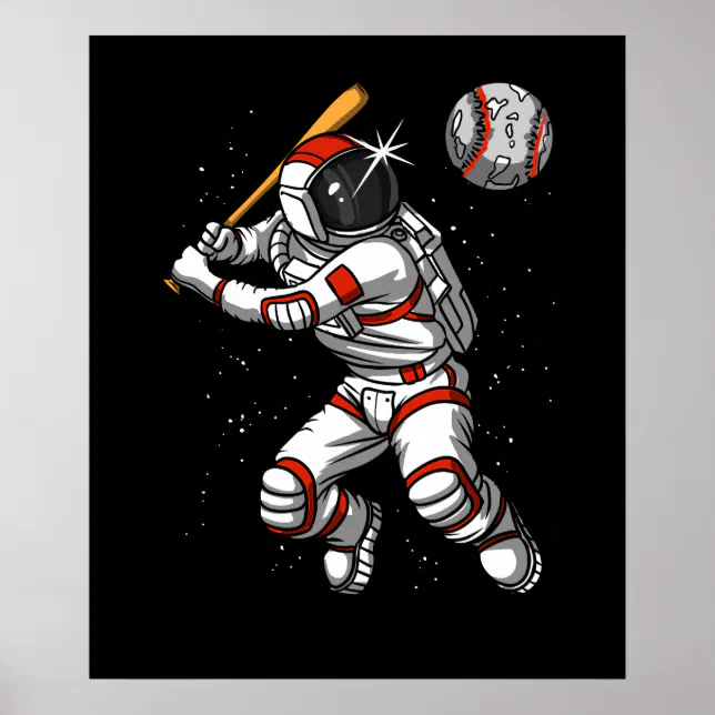 Space Astronaut Baseball Player Cosmic Planet Poster | Zazzle