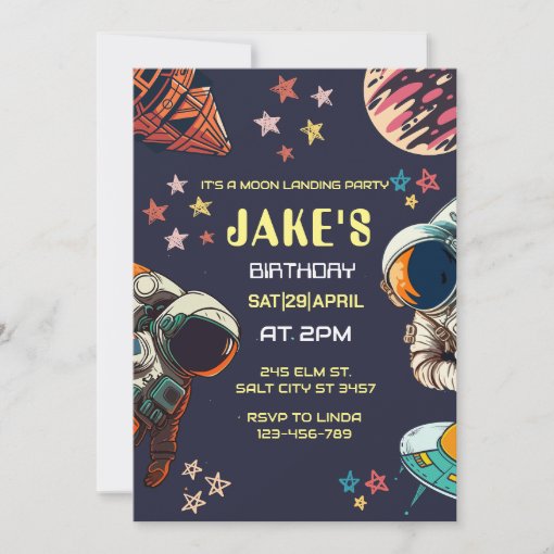 Space Astronaut Birthday Invitation Card | Zazzle