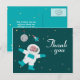 Space astronaut birthday photo thank you postcard | Zazzle