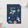 Space Astronaut Blast Off Birthday Invitation | Zazzle