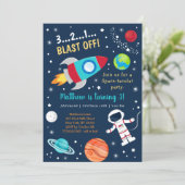 Space Astronaut Blast Off Birthday Invitation | Zazzle