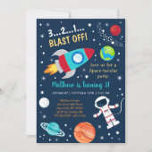 Space Astronaut Blast Off Birthday Invitation | Zazzle
