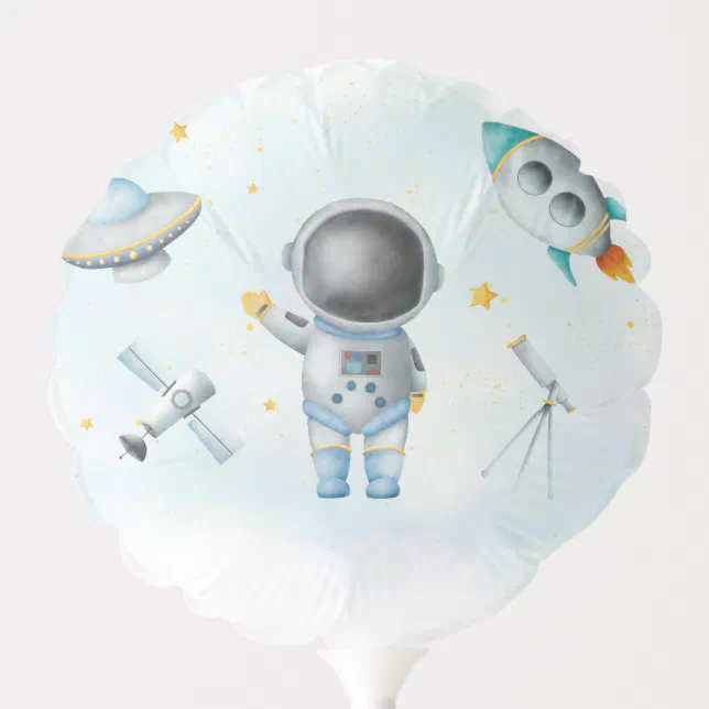 Space Astronaut Boy rockets ufo stars Baby Shower Balloon | Zazzle