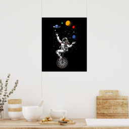 Space Astronaut Juggling Planets Cosmic Astronomy Poster | Zazzle