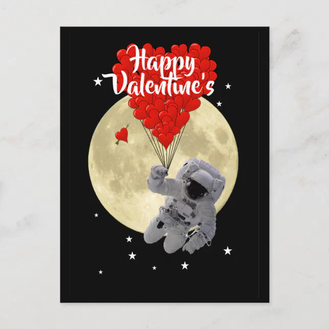 Space astronaut kids Valentine's day Announcement Postcard | Zazzle