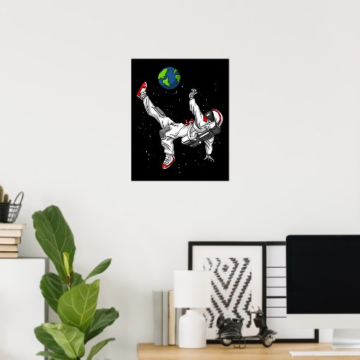 Space Astronaut Soccer Football Cosmic Poster | Zazzle