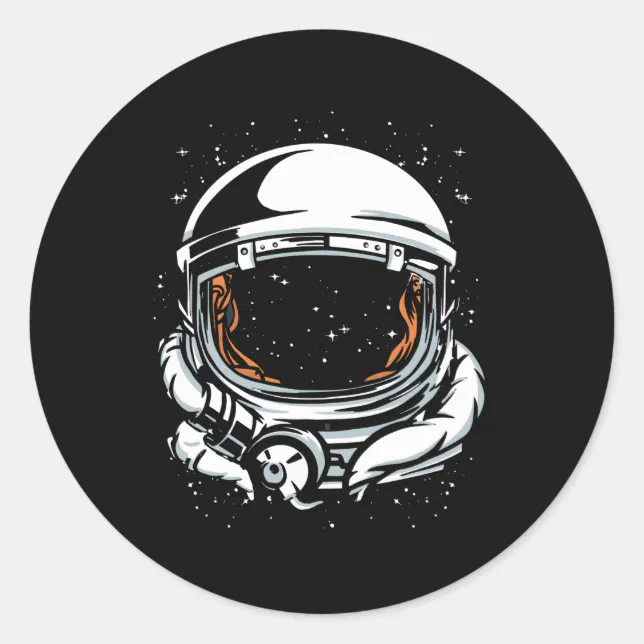 Space Astronauts Helmet Gift Classic Round Sticker | Zazzle
