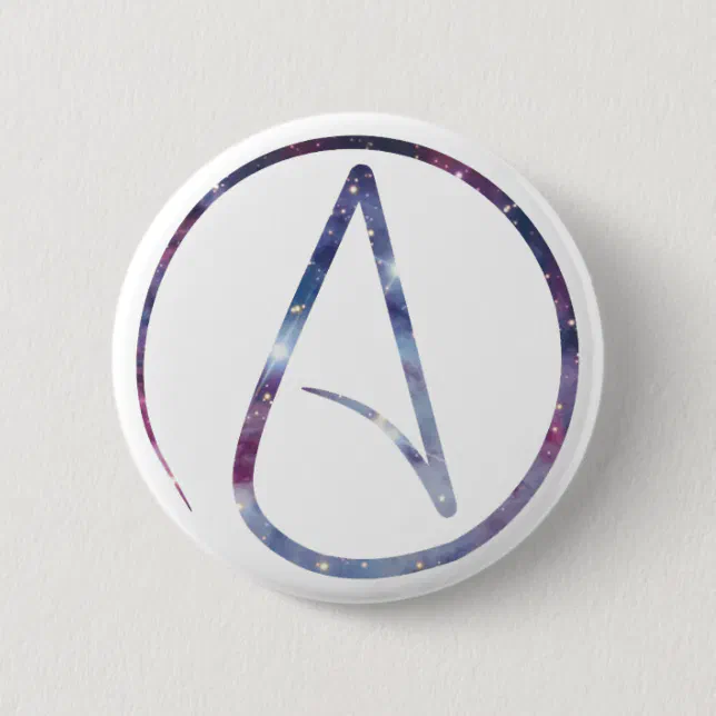 Space Atheist Symbol Button | Zazzle