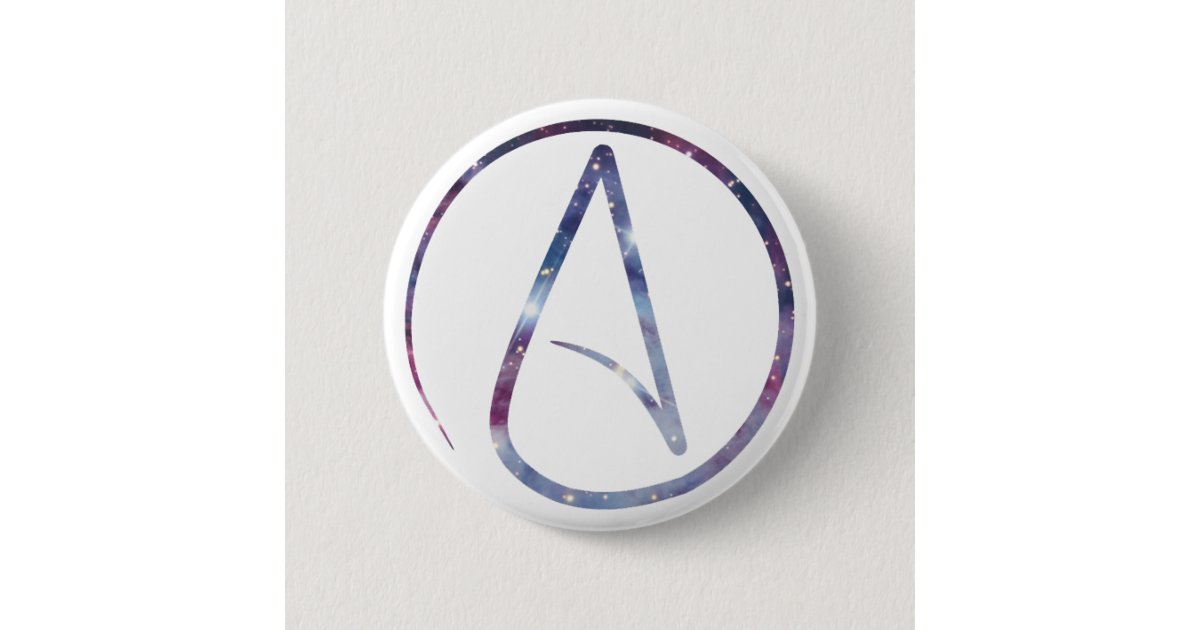 Space Atheist Symbol Button | Zazzle