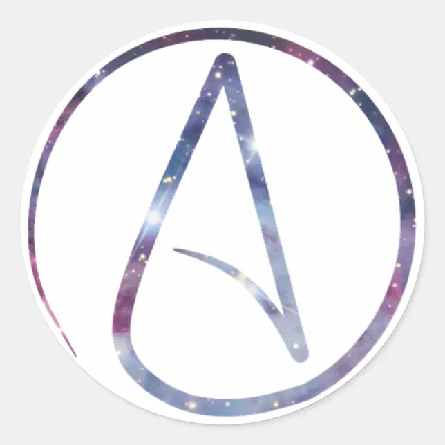 Space Atheist Symbol Classic Round Sticker | Zazzle